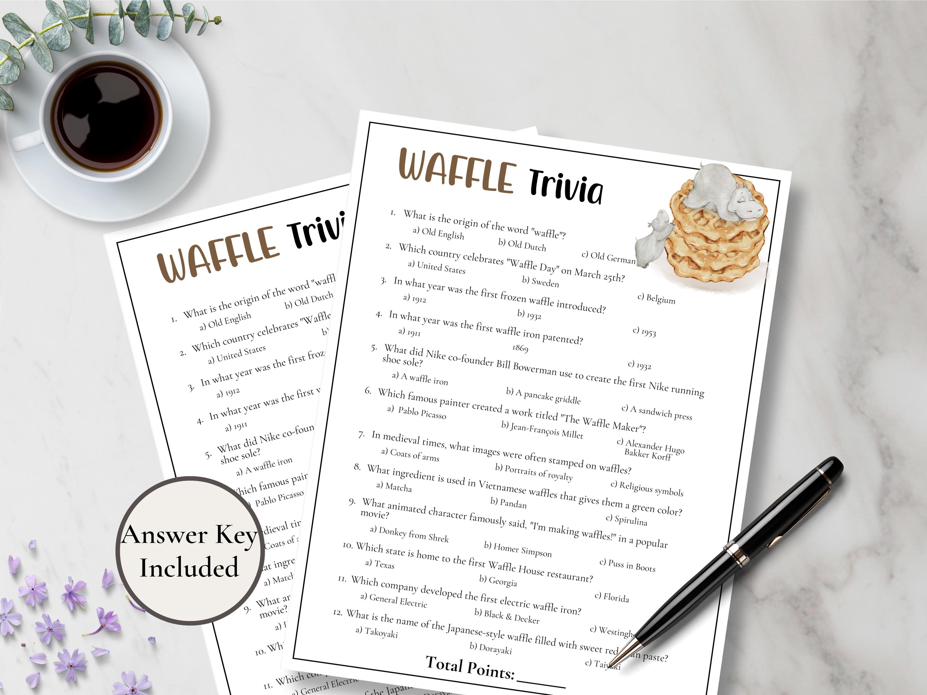 Waffle Trivia Game, Waffle Games, National Waffle Day Activities ...