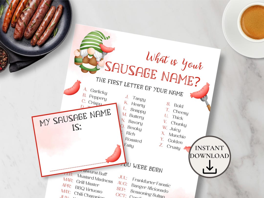 What's Your Sausage Name Game With Name Tags, Oktoberfest Party Game ...