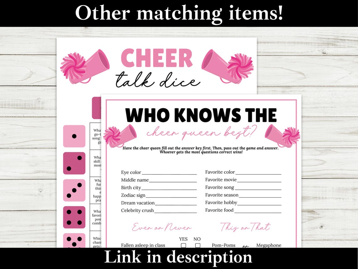 Cheer Bingo Game, Cheer Team Bonding Game, Cheerleader Find Someone Who ...
