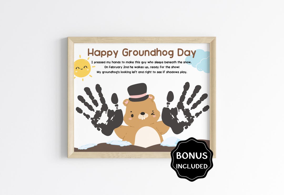 Groundhog Day Handprint Craft, Groundhog Day Poem, Daycare or Preschool ...
