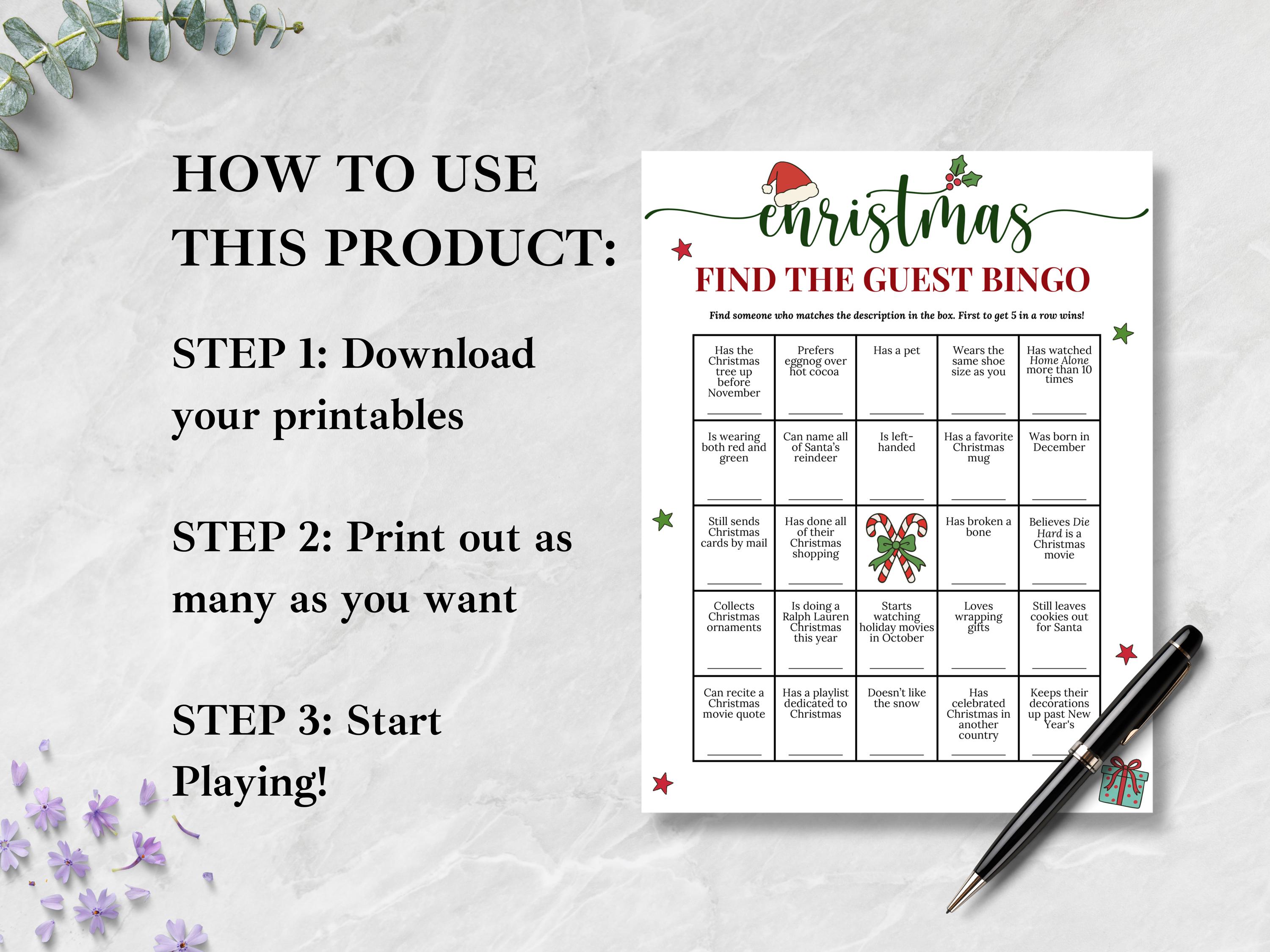 Christmas Find the Guest Bingo Game, Christmas Icebreaker Game, Find ...