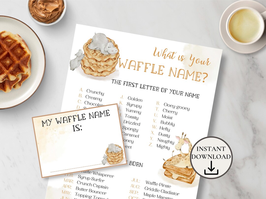 What's Your Waffle Name With Name Tags, Waffle Printable Game, Brunch ...