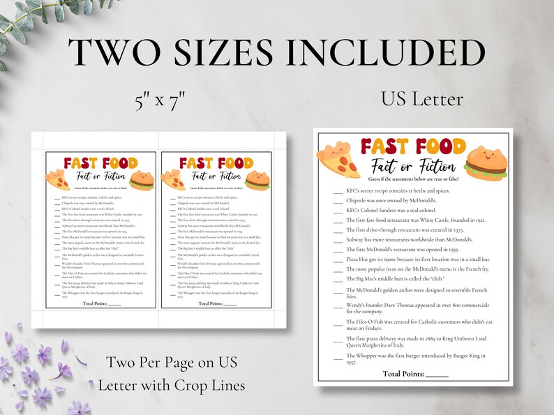 Fast Food Trivia Game, Food Trivia Quiz for Kids & Adults, Fast Food ...