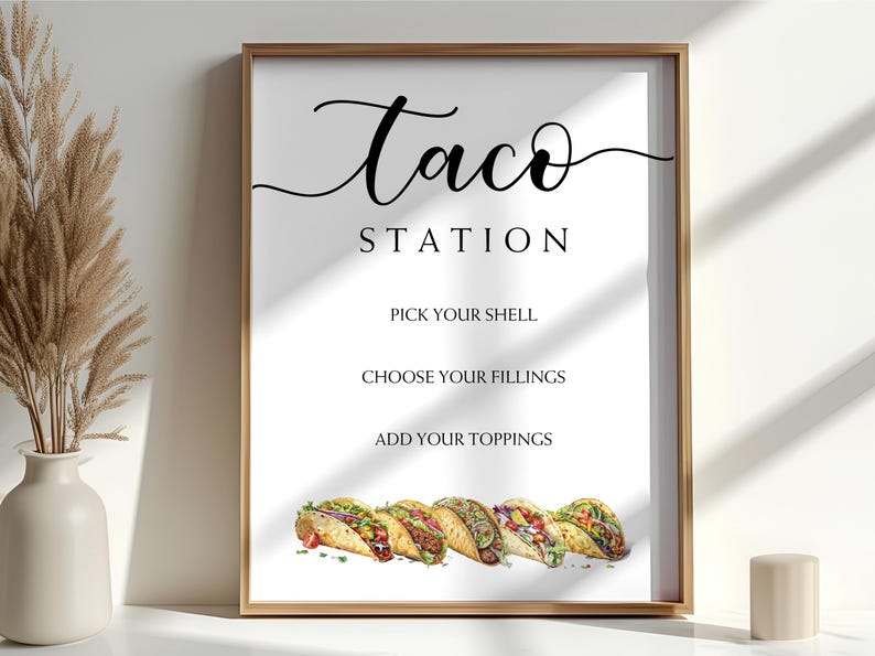 Taco Bar Sign With Table Cards, Taco Tuesday Party, Printable Fiesta ...