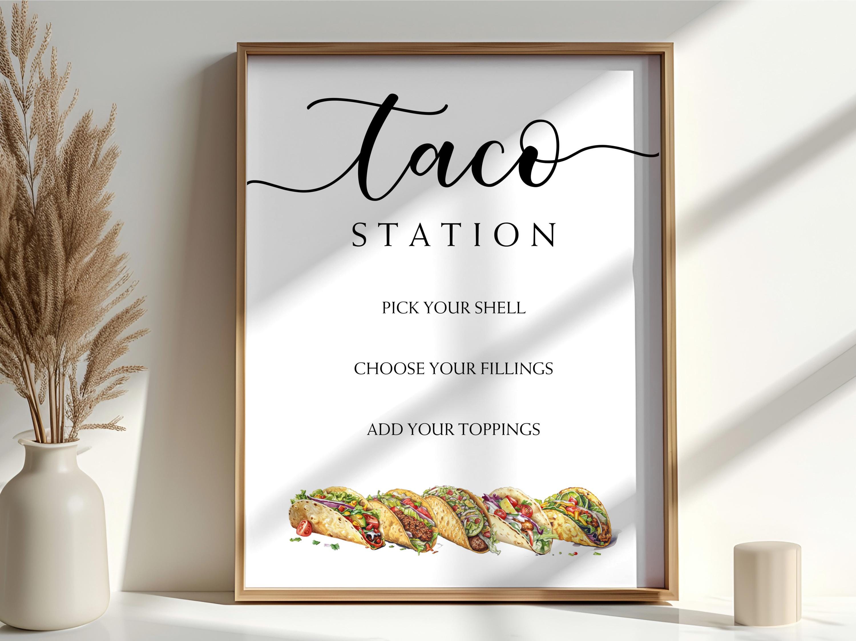 Taco Bar Sign With Table Cards, Taco Tuesday Party, Printable Fiesta ...