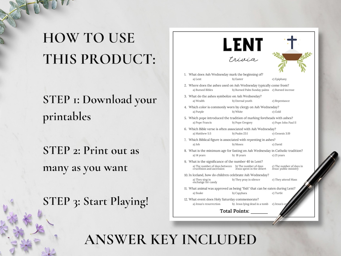Lent Trivia Game, Easter Party Games, Sunday School Activities, Lenten ...