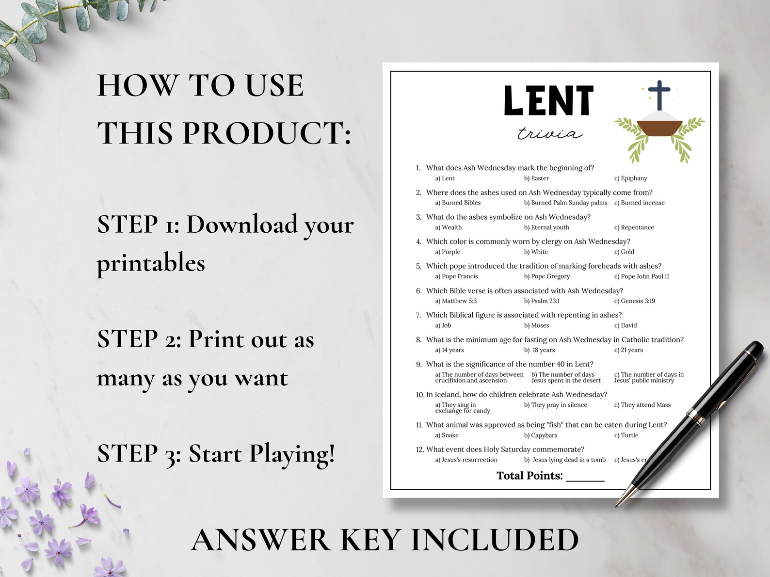 Lent Trivia Game, Easter Party Games, Sunday School Activities, Lenten ...