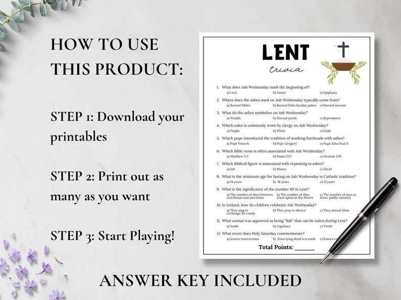 Lent Trivia Game, Easter Party Games, Sunday School Activities, Lenten ...