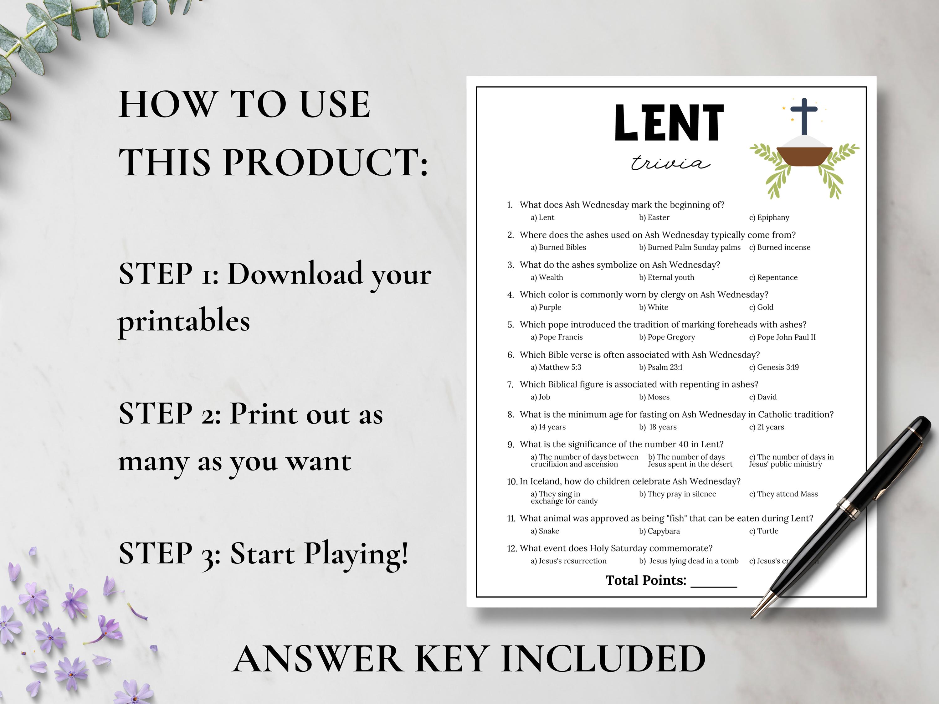 Lent Trivia Game, Easter Party Games, Sunday School Activities, Lenten ...