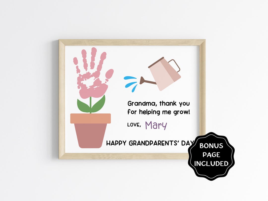 Grandma Handprint Art, Grandparents' Day Flower Handprint Craft for ...