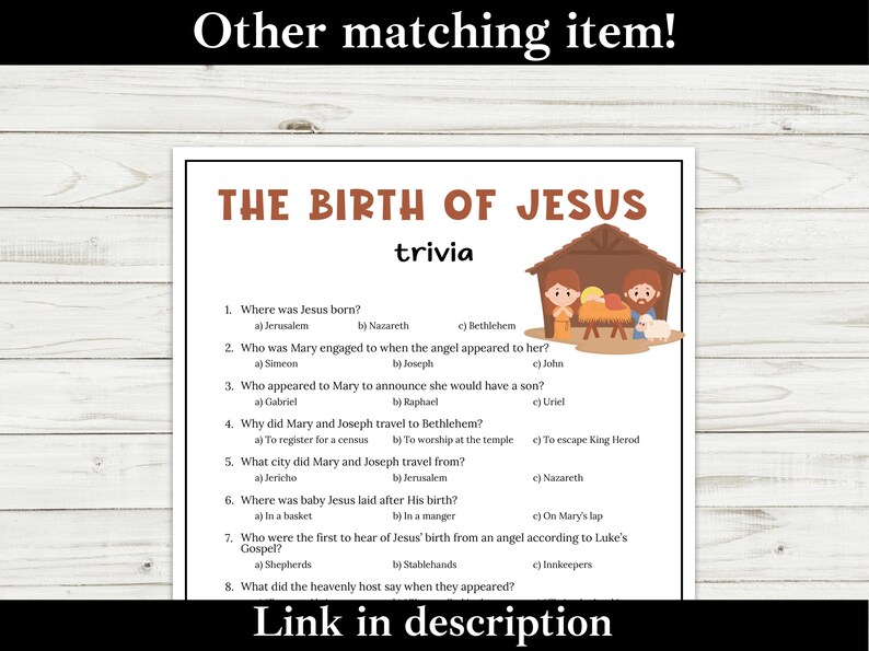 Christmas Bible Trivia Game,christmas Nativity Trivia for Kids & Adults ...