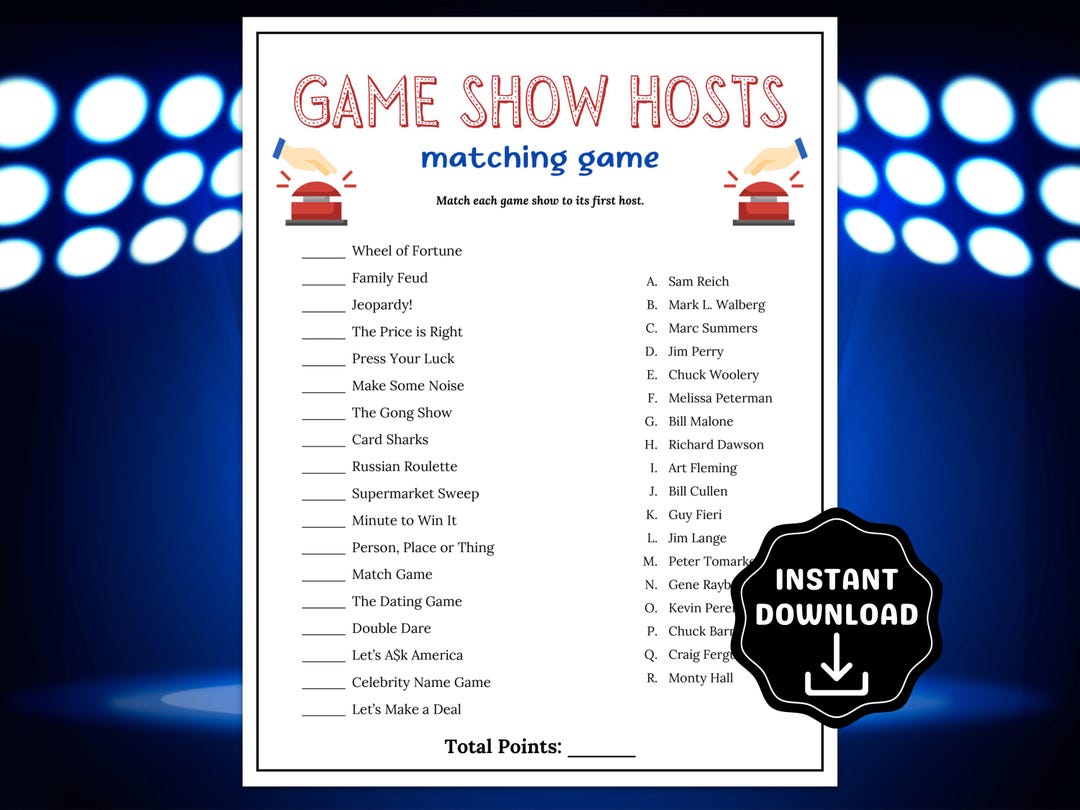 Game Show Hosts Trivia Game, Game Show Quiz Night Party, Family Game ...