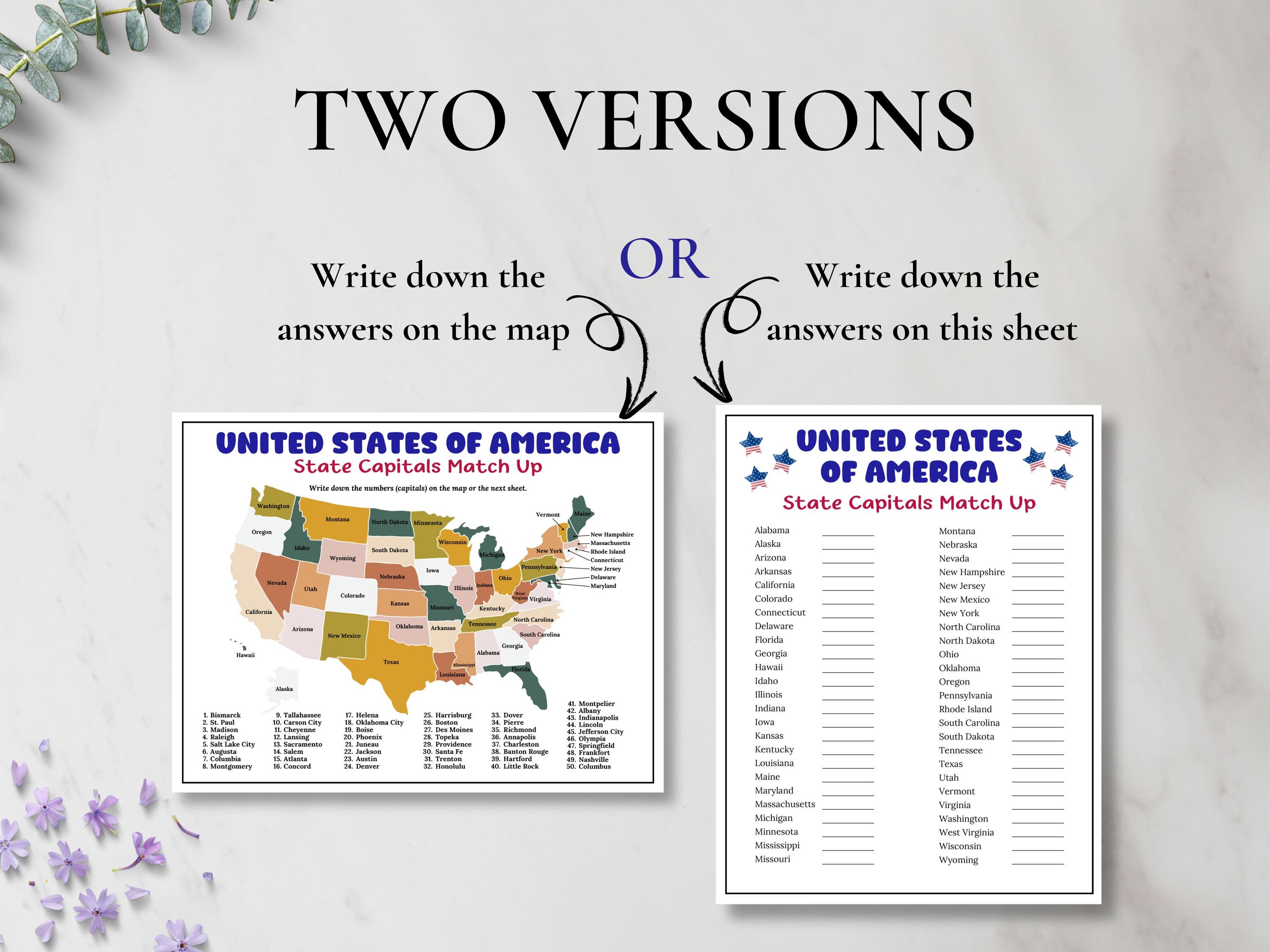 Memorial Day Game State Capitals, Memorial Day Games for the Office,us ...