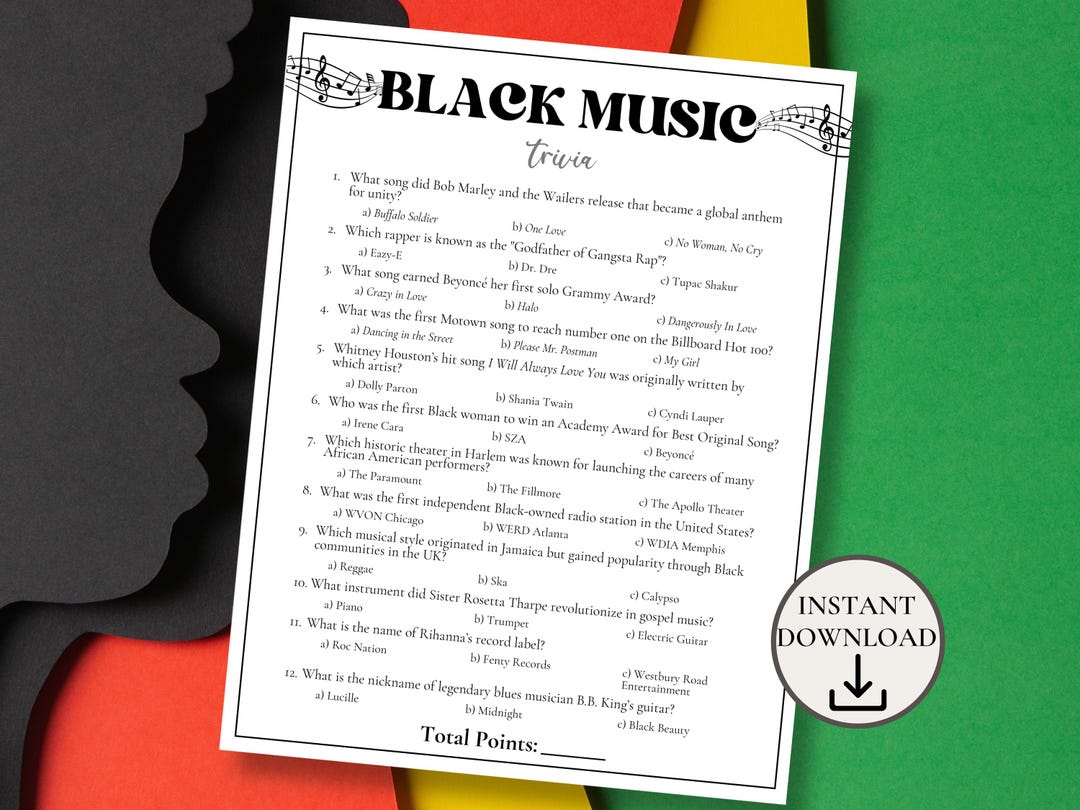 Black Music Trivia Game, Black History Month Games, Black Music Quiz ...