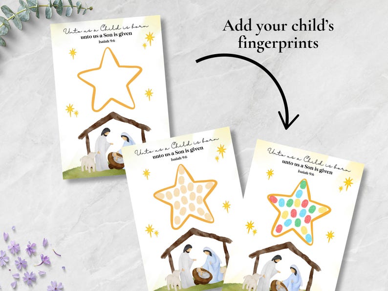 Nativity Fingerprint Craft, Nativity Scene Handprint Art, Christian ...