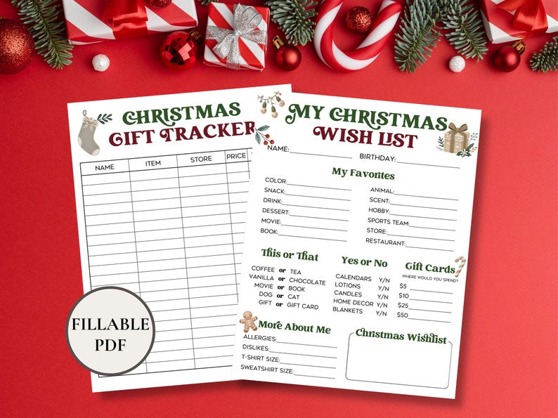 Christmas Wish List Printable, Secret Santa Questionnaire, Secret Santa ...