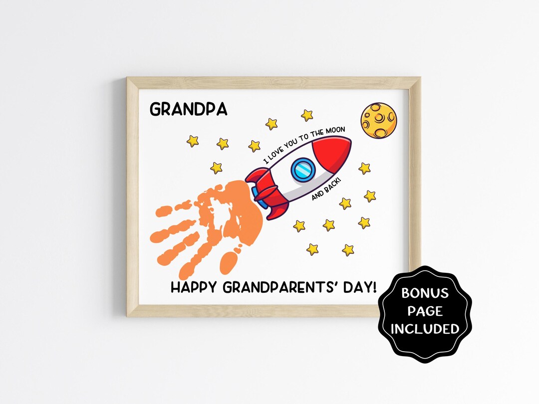 Grandpa Handprint Art, Grandparents' Day Rocket Handprint Craft for ...