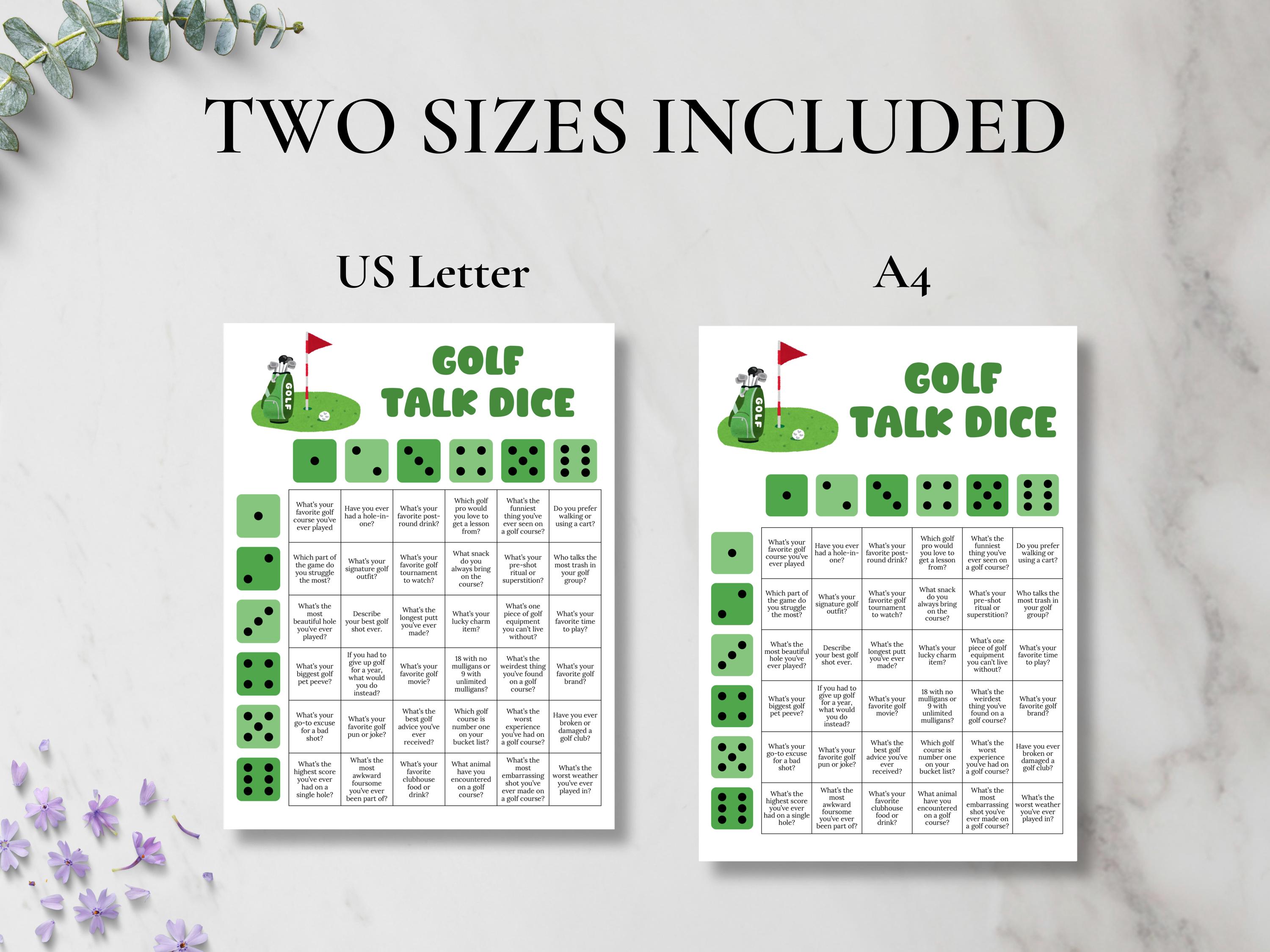 Golf Dice Game, Printable Golf Game, Golf Ice Breaker Activity, Golf ...