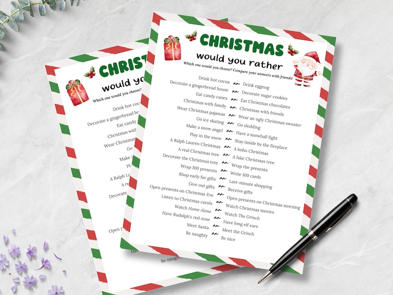 Christmas Would You Rather Game, Fun Christmas Games for Kids & Adults ...