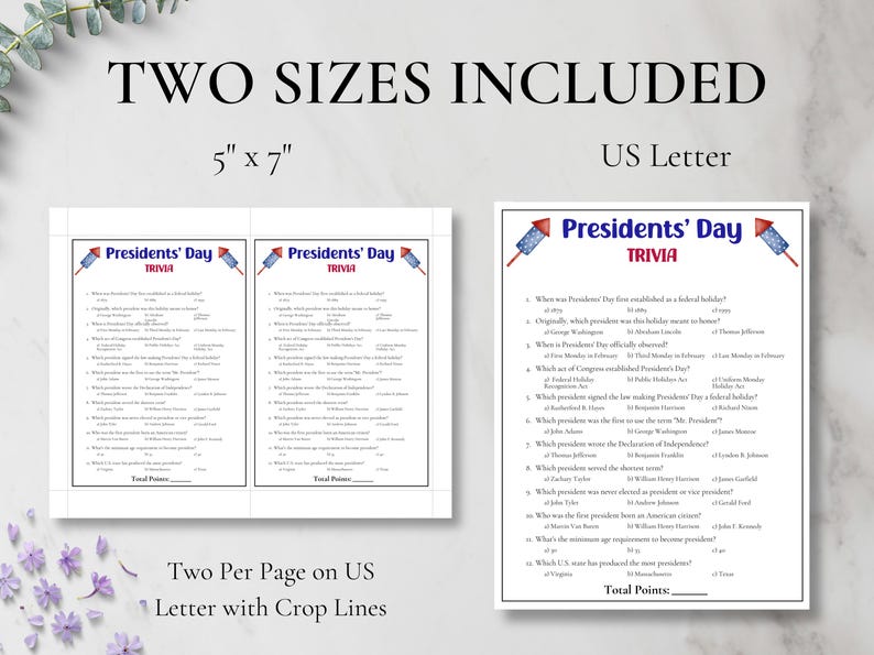 Presidents Day Trivia Game, Presidents Day Games for Presidents Day ...