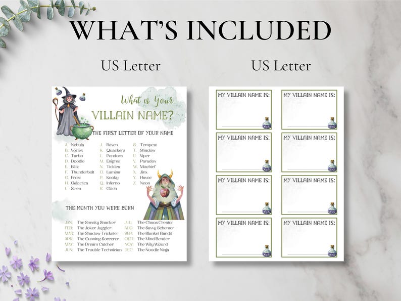 What's Your Villain Name With Name Tags, Printable Halloween Party Game ...