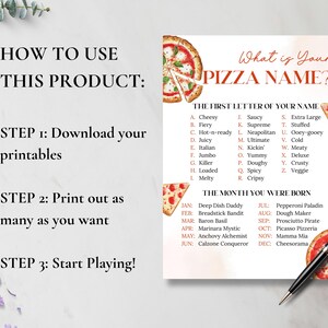 What's Your Pizza Name With Name Tags, Pizza Baby Shower Games, Pizza ...