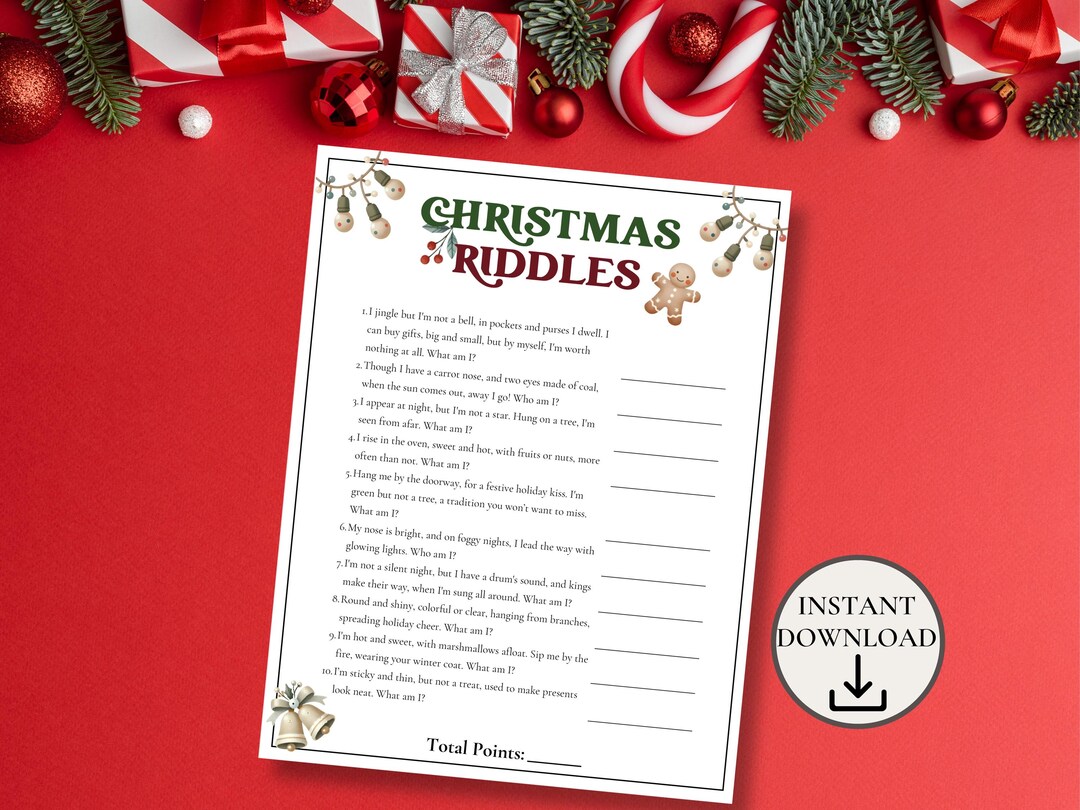 Christmas Riddles Who Am I Game, Kid Christmas Jokes and Riddles ...