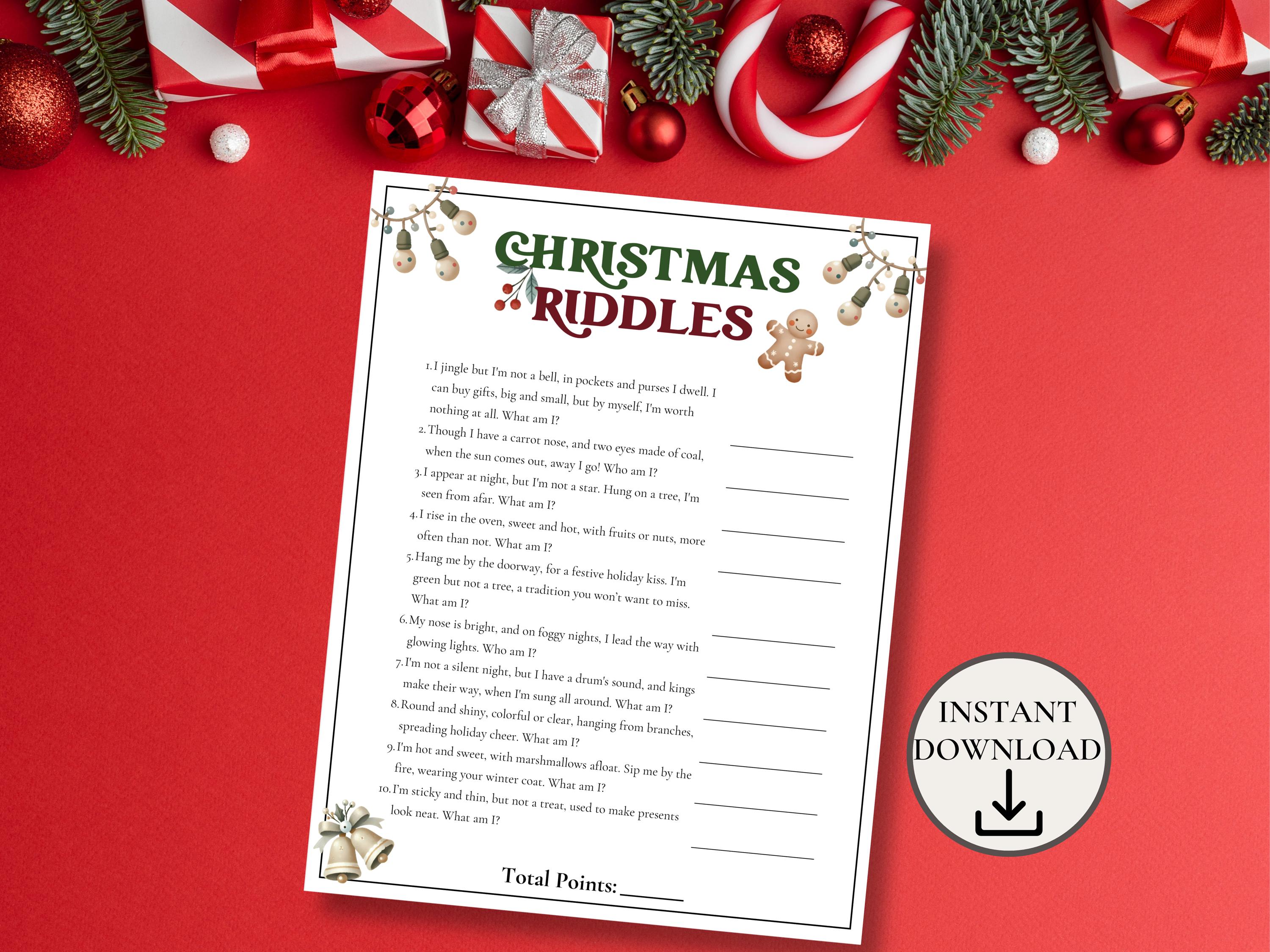 Christmas Riddles Who Am I Game, Kid Christmas Jokes and Riddles ...