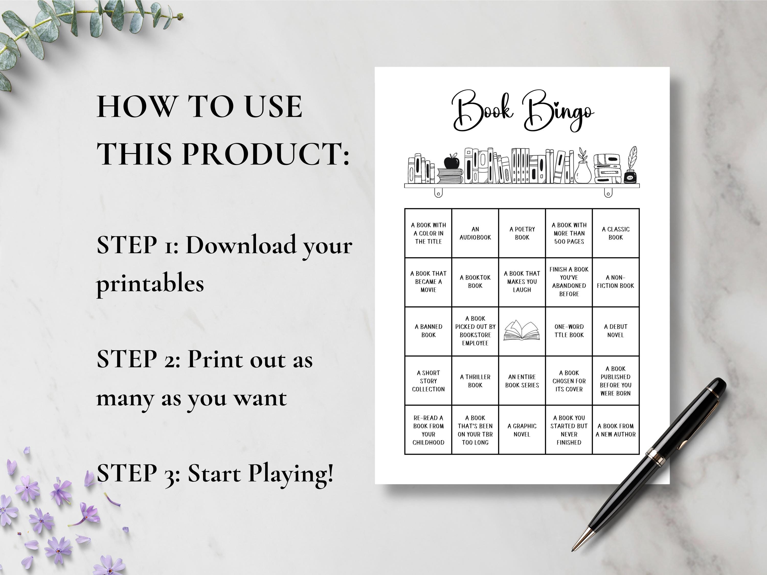 Book Bingo Game, 10 Book Bingo Cards for Book Challenge, Book Bingo ...
