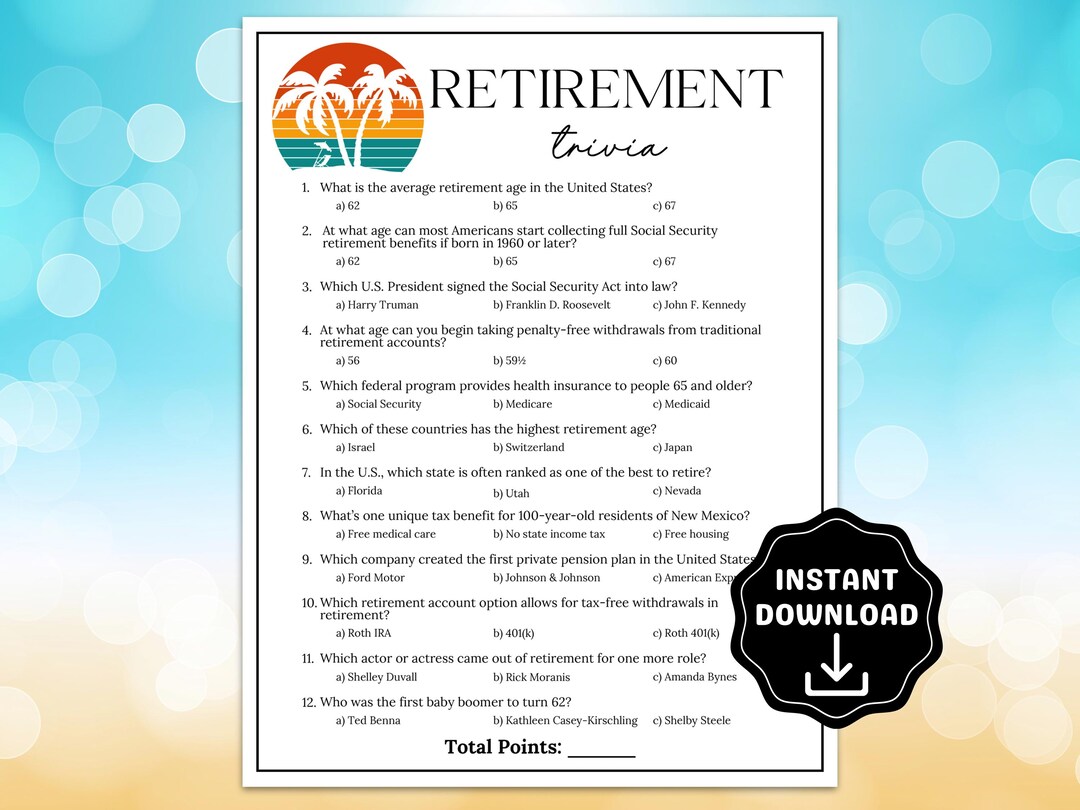 Retirement Trivia Game, Fun Coworker Retirement Party Game, Retirement ...