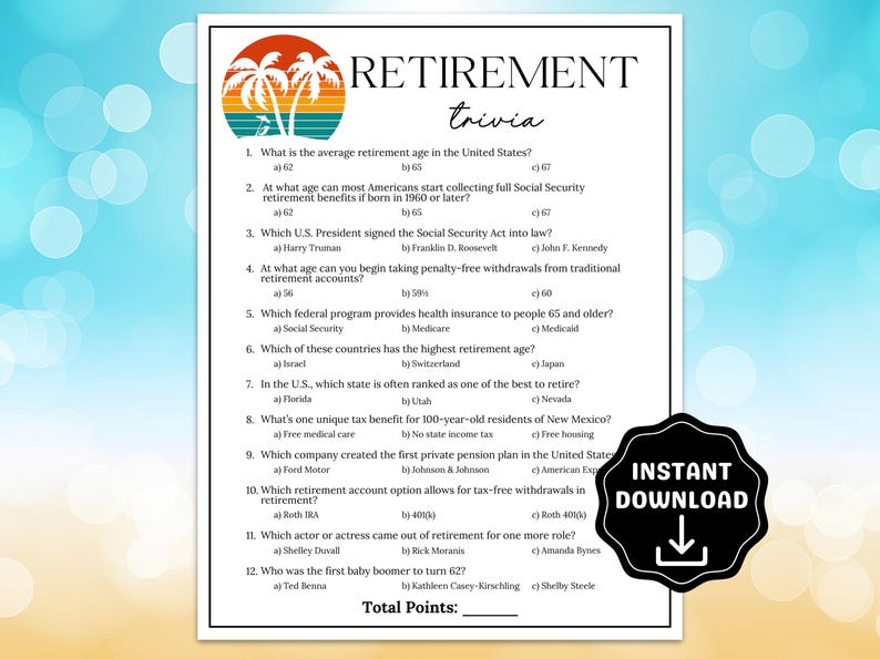 Retirement Trivia Game, Fun Coworker Retirement Party Game, Retirement ...