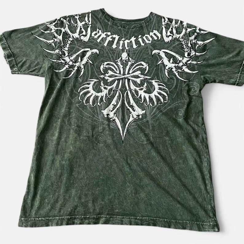 Y2K Affliction Green T-shirt - Etsy