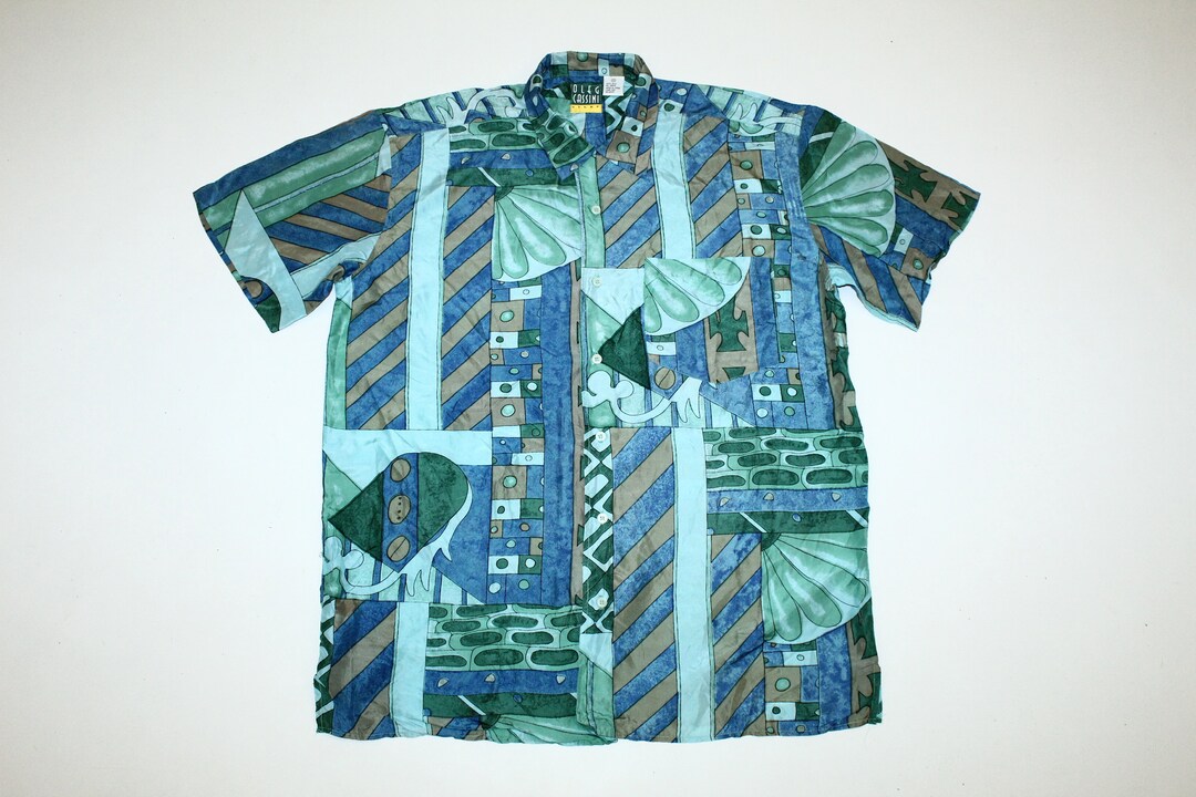 RARE 70s Oleg Cassini Silk Abstract Art Party Shirt - Etsy
