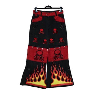 RARE Y2K STUKA Japanese Studded Crazy Flame Multipocket Baggy Flared ...