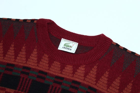 RARE VTG 80s Lacoste Native Pattern Knitted Crew Swea… - Gem