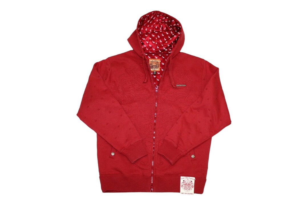Vintage Y2K Live Mechanics Lined Swag Rap OG Monogram Baggy Zip Hoodie ...
