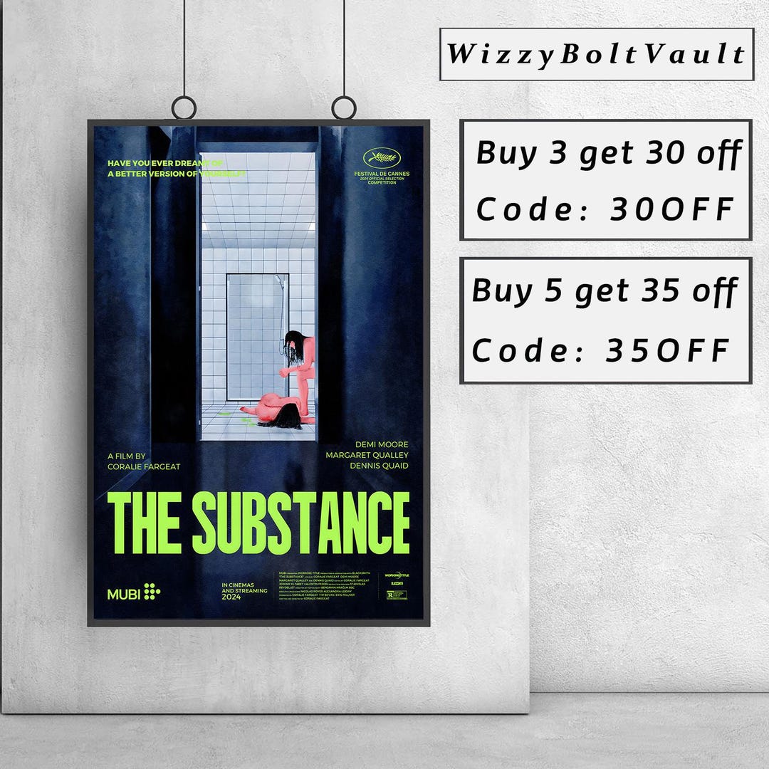 The Substance Movie Posters, Limited Collectibles, High Quality Canvas ...