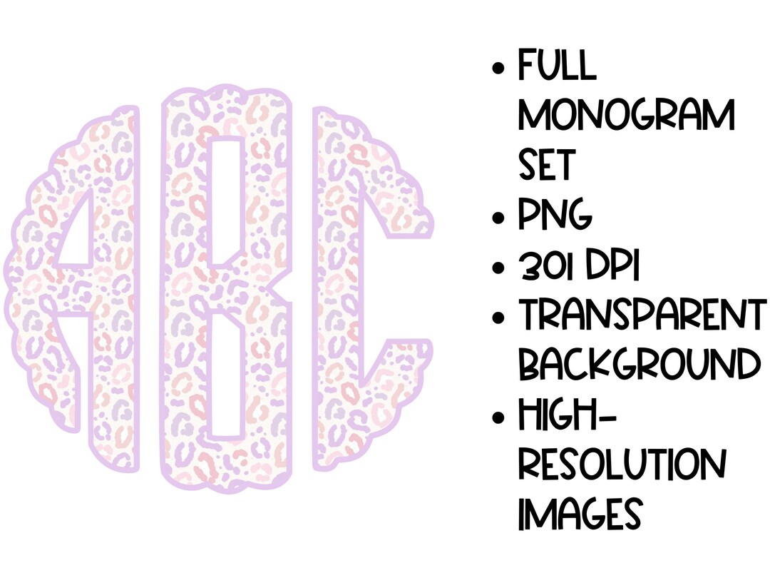 Pastel Purple Leopard Monogram PNG Set - Etsy