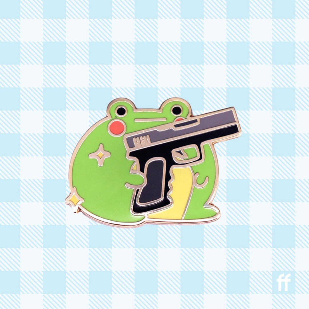 Frog With a Gun Enamel Pin - Etsy