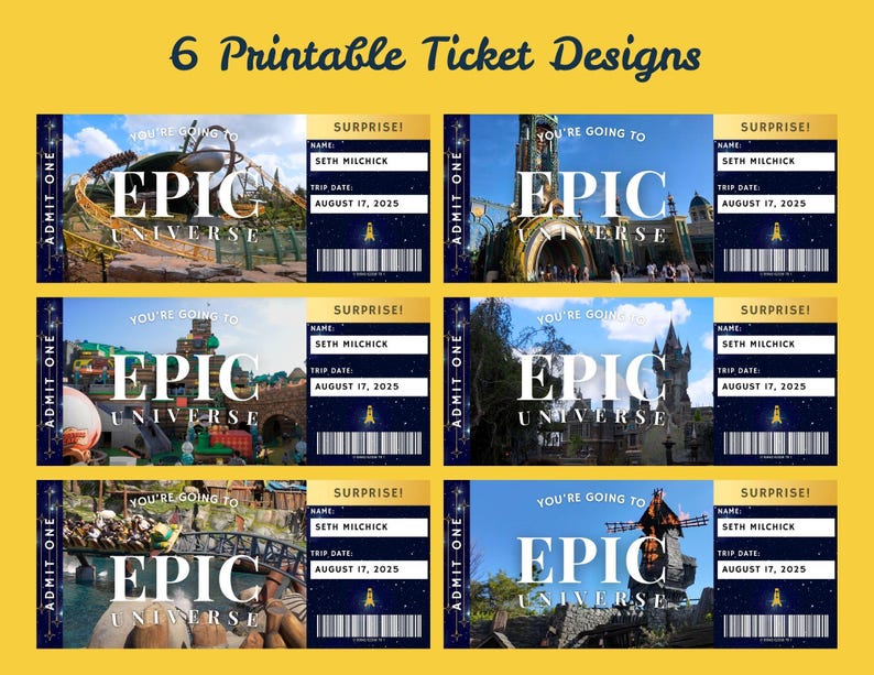 Personalized Epic Universe Ticket | Canva Template (digital Download ...