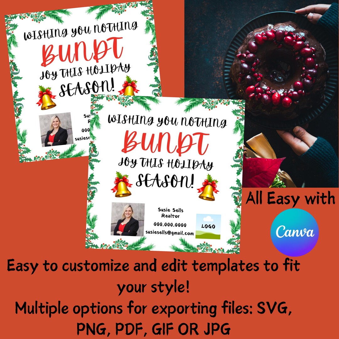 Christmas Gift Tag, Wishing You Nothing, Nothing Bundt Joy, Christmas ...