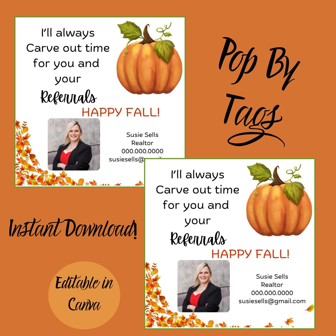 Real Estate Marketing | Pumpkin Pop-by | Printable Editable | Editable ...