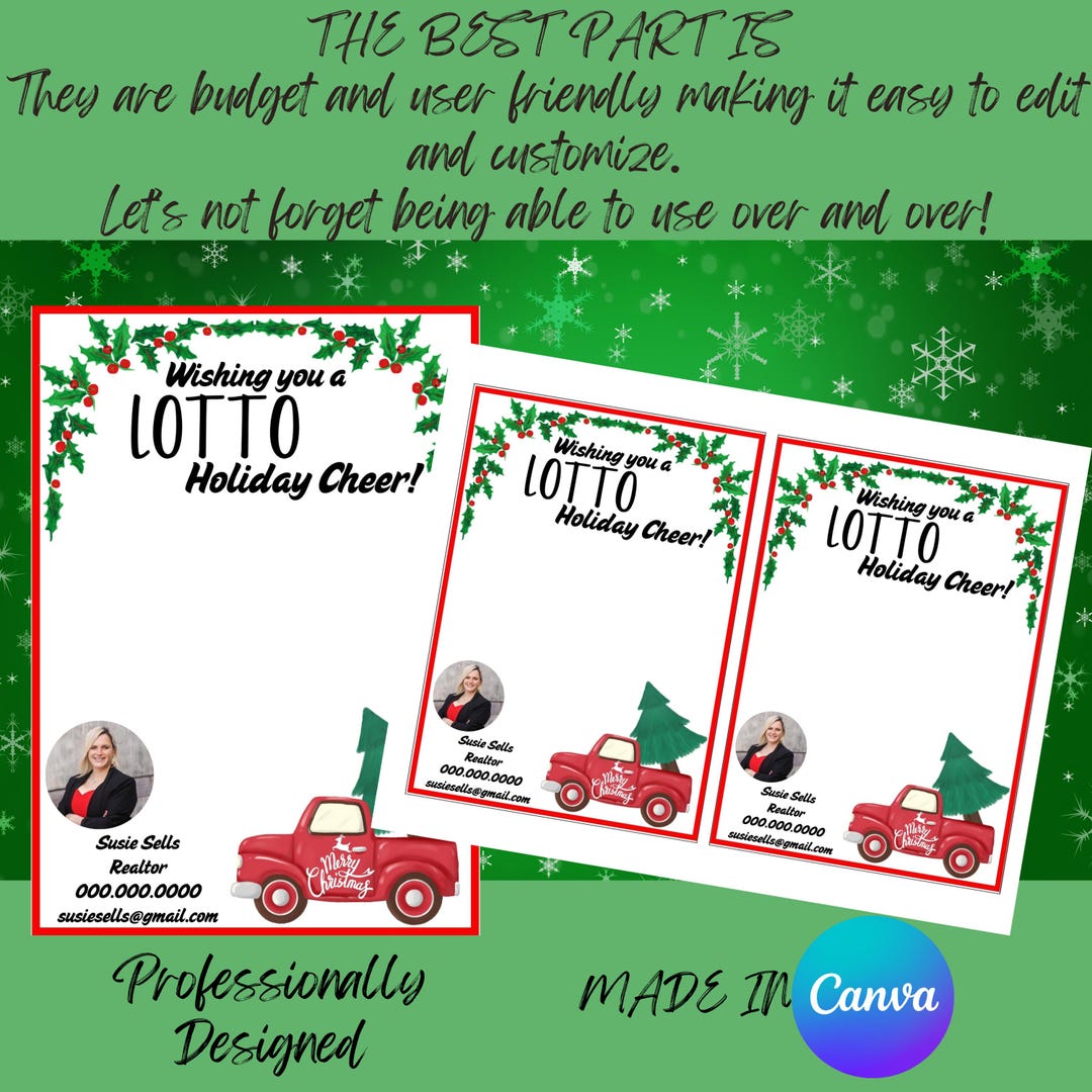 Christmas Lottery Card Holder Canva Template | Realtor Card | Real ...