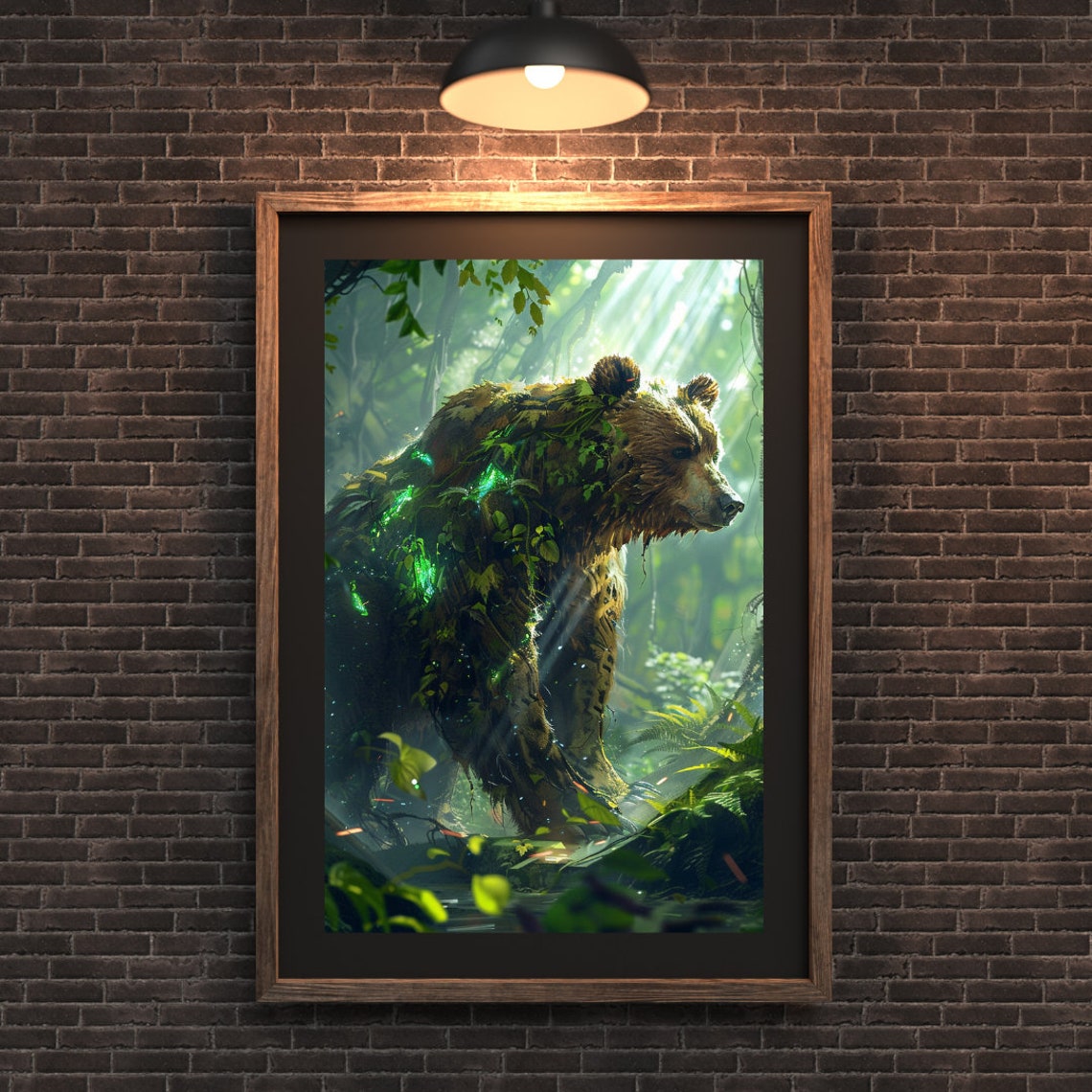 Enchanted Forest Bear AI Digital Art Print Hyper-realistic Wildlife ...