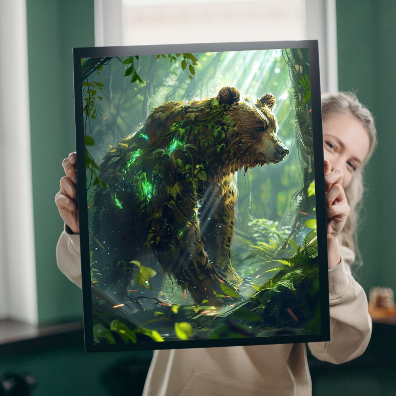 Enchanted Forest Bear AI Digital Art Print Hyper-realistic Wildlife ...