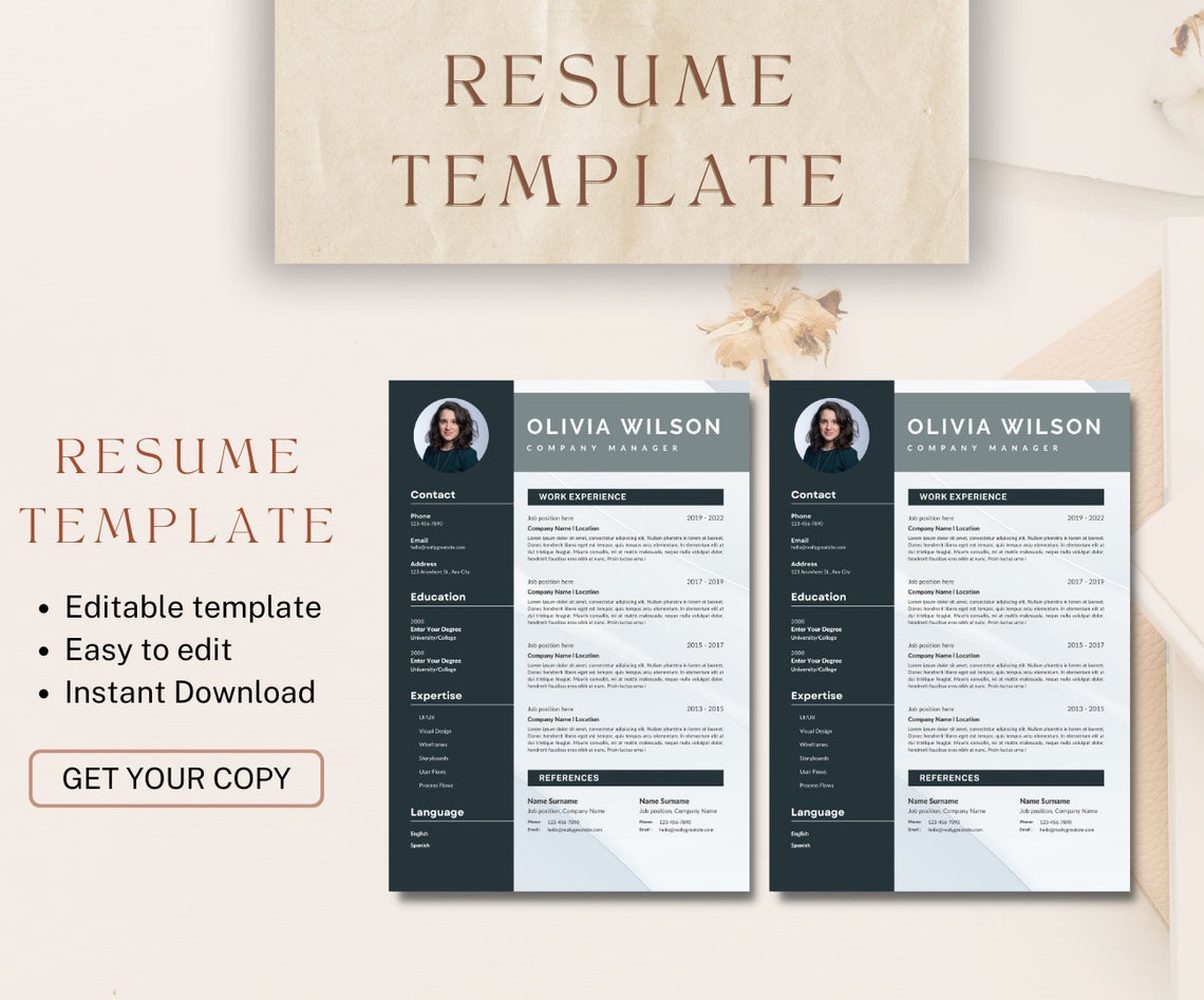 Grey Professional Resume Template, Simple CV Design, Modern Job ...
