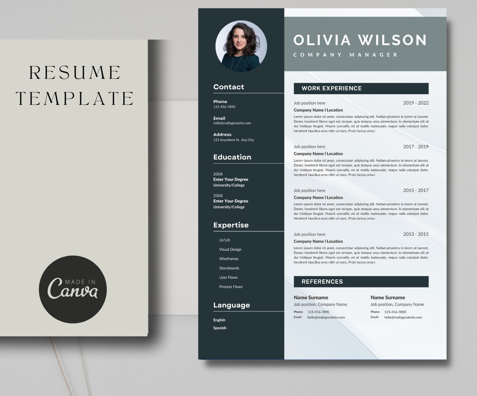 Grey Professional Resume Template, Simple CV Design, Modern Job ...
