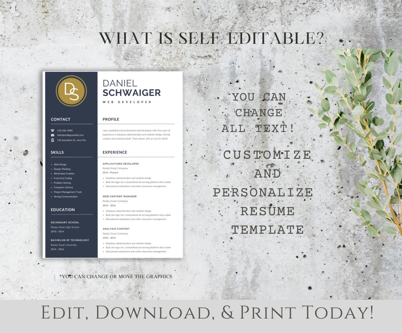 Gray Gold Clean CV Resume Template, Minimalist Design, Professional ...