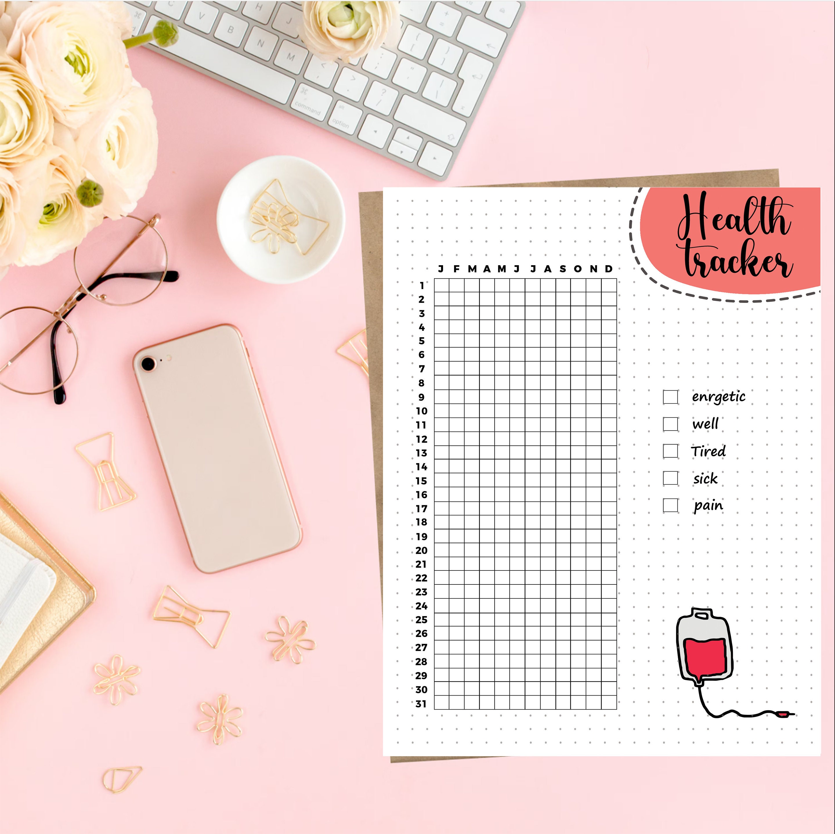 Health Tracker Printable A4 & A5 Digital Tracker - Etsy