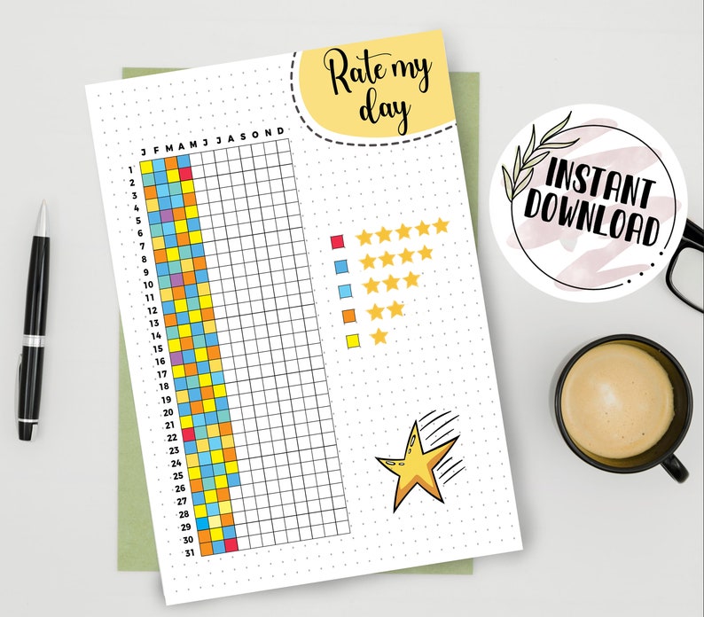 Rate My Day Tracker Printable A4 & A5 Digital Tracker - Etsy